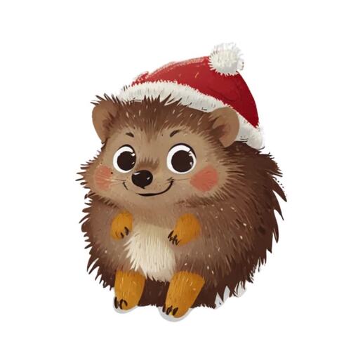 Funny Cartoon Hedgehog Santa Clipart - 12 Festive Christmas PNG Illustrations