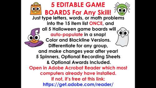 Halloween Sight Words Games: Editable Auto Fill Type Once! Set 2