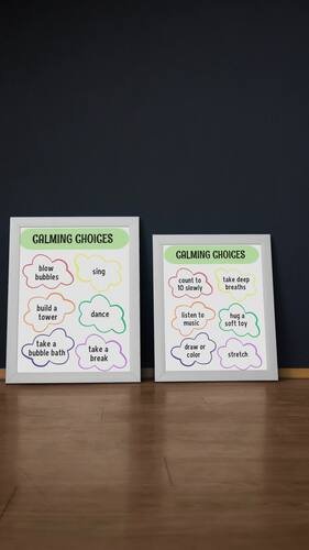 Printable calming choices poster / Calming strategies by kirsty Yiu