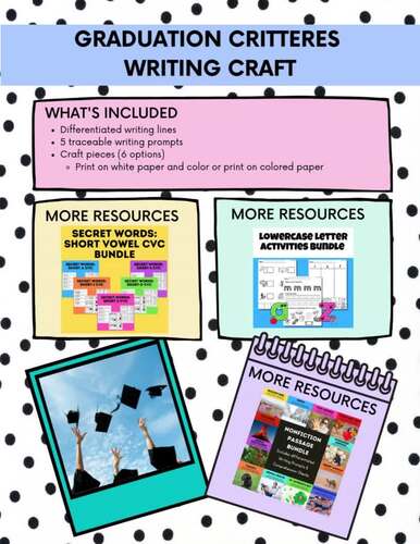 End of the Year Graduation Critters Writing Craftivity - Writing ...