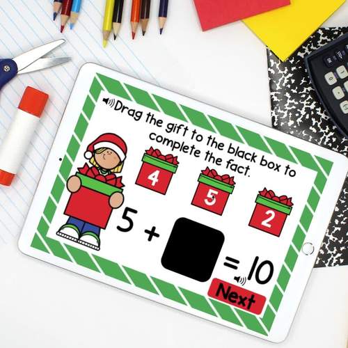 Christmas Themed Combinations of Ten Boom Cards by Learning with Miss G