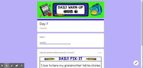 Bundle -Grade 4 Daily Warm-Up Digital Review - ELA & Math - Google Forms