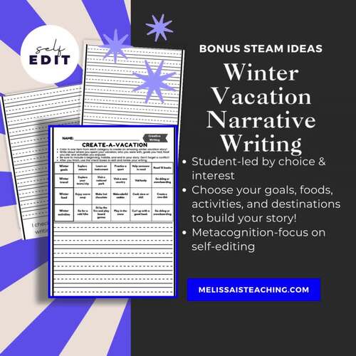 Winter Vacation Writing Story Activity Editing Sub Plan 2nd 3rd 4th 5th ...