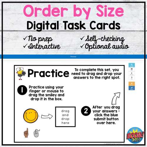 Order by Size Digital Task Cards for Distance Learning - Boom Cards