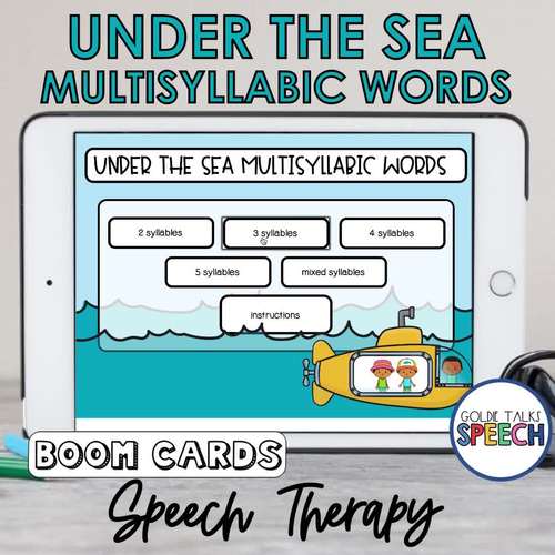 Under the Sea Multisyllabic Words Boom Cards | Speech Therapy | TPT