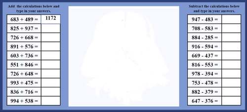 Mystery Digital Pixel Art NO PREP - Space 3-digit Addition and Subtraction