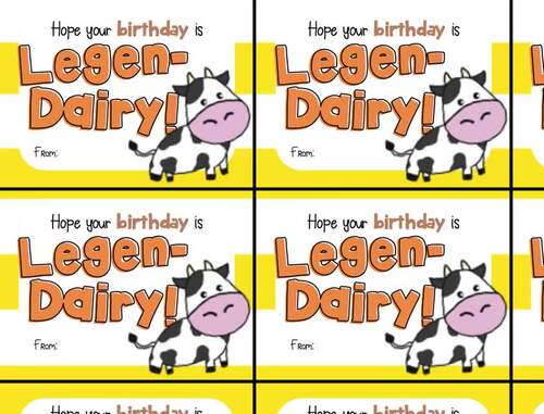 Cow Tales Candy/ Cow-Themed Birthday Gift Tag- Hope your birthday is ...