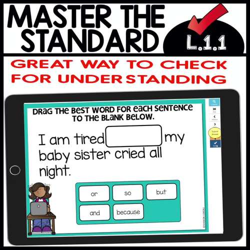 Conjunctions L.1.1.G Games No Prep Literacy Centers Boom Cards Activities