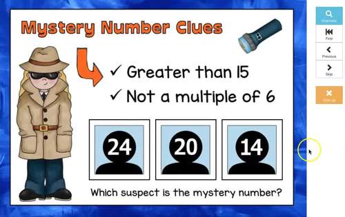 Mystery Number Detectives Level 2 Boom Cards for Math Vocabulary Practice