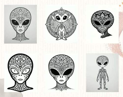 Aliens Mandala Coloring Pages - Easy and Bold Alien Mandala coloring