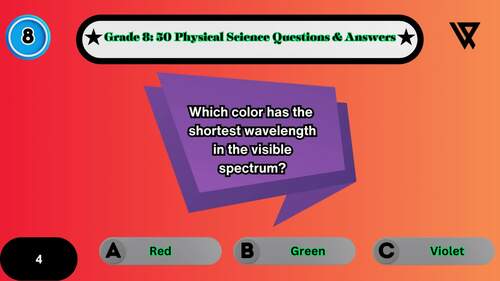 Grade 8 Physical Science 50 Q&A Video Force, Energy, and Waves | TPT