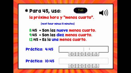 SPANISH TIME BOOM CARDS Level 2 Spanish Boom Cards Telling Time in Spanish