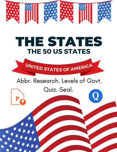 The 50 US States. Map. Geography. Research. Project. Label. Quiz. ESL.