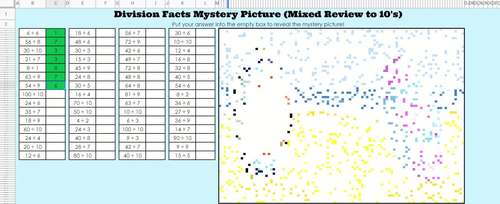 Summer Digital Mystery Picture for Division Facts to 10's | Math Fact ...