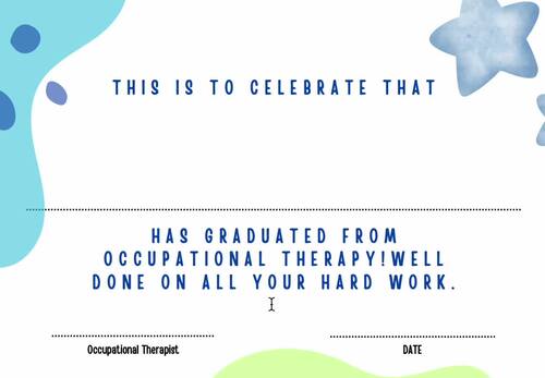 Occupational Therapy Certificate - with Canva Template Link | TPT