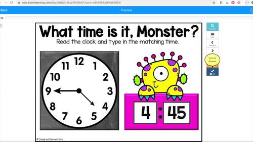 Telling Time to the Quarter Hour Set #3 - Boom Cards™ - Digital Activity
