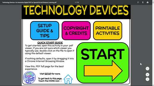 Technology Devices- DIGITAL Interactive PDF for TECHNOLOGY in Special Ed