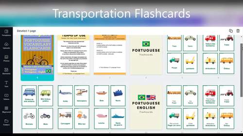 PORTUGUESE transportation FLASH CARDS | transport portuguese | transportes