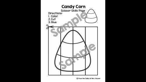 Candy Corn Scissor Skill Cutting Practice - 2 Variations by From the Cubby