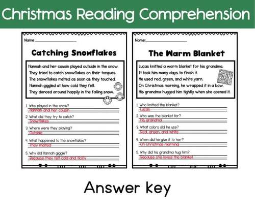 Christmas Short Stories WH Questions | Christmas Reading Comprehension