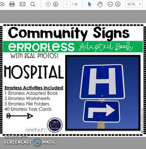 Community Sign Errorless Adapted Book and Activities: HOSPITAL | TPT