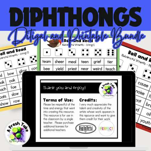 Diphthong (+ Long U) Words/Sentences Roll & Read - Digital Game ...