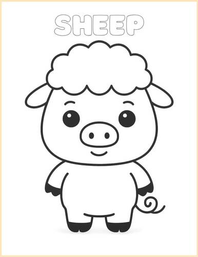 Sheep Coloring Page | Farm Animal Worksheet | Printable PDF Poster ...