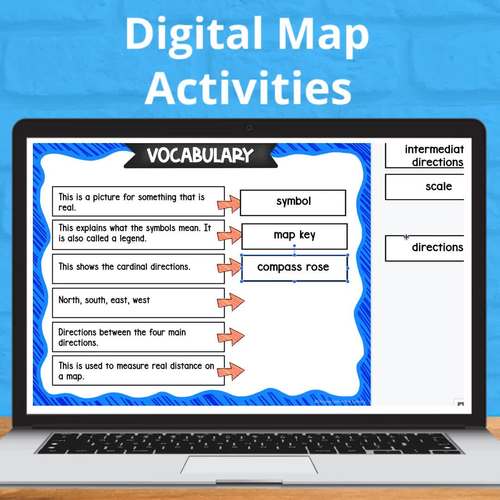 Interactive Map Skills: 2nd 3rd 4th Grade, Compass Rose, Cardinal ...