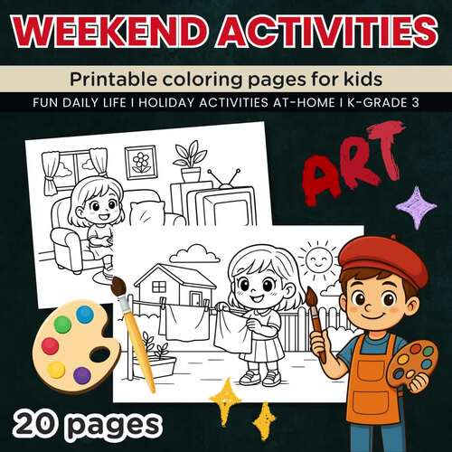 Weekend Activities Coloring Pages, Daily Life At-Home Activities, Art ...