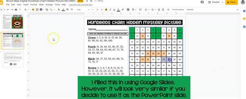 Digital Brown Bear Hundreds Chart Hidden Mystery Picture Activity PPT ...