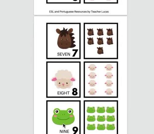 Memory Game: Numbers 1 to 12 and Animals - Matching Game | TPT