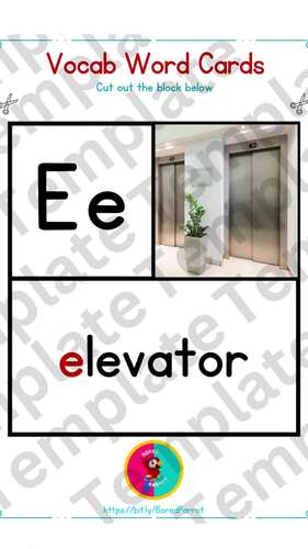 Kindergarten Vocabulary Cards | Letter E | Phonics | Writing | Reading