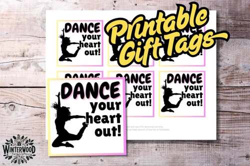 Dance Your Heart Out! – Printable Dance Gift Tags Pink & Yellow Accents