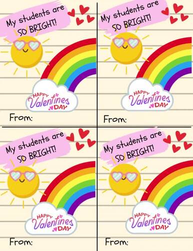 Bright Students Valentine's Cards Printable by RobinBirdCreations