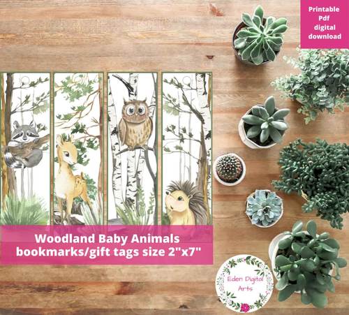 Cute Forest Baby Animals Bookmarks Class Student Keepsake Gift Tags Rewards