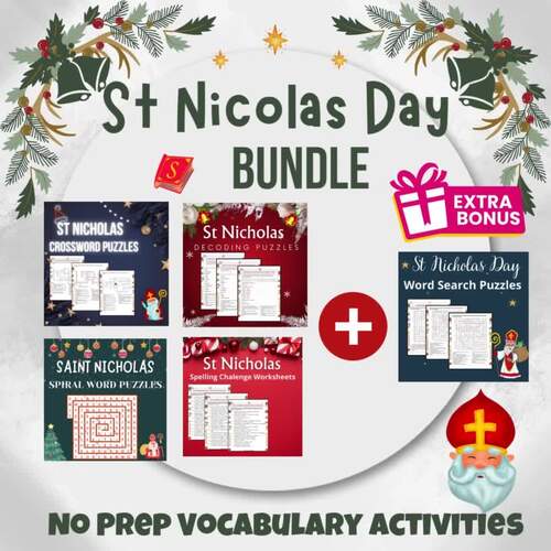 Saint Nicolas Day Vocabulary Bundle Activities + FREE BONUS No Prep ...
