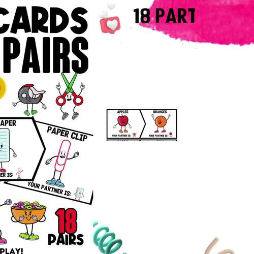 Partner Cards, Matching Pairs, B2S icebreaker, Classroom Management tools