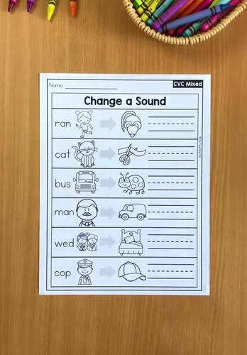 Change a Sound Phoneme Substitution Worksheets BUNDLE - Science of Reading