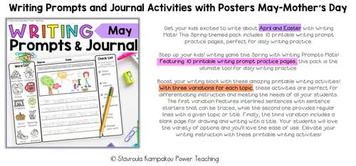 Mother’s Day Writing Prompts & Posters | Journal Activities for May