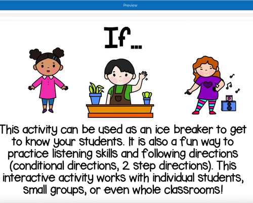 IF ..... Icebreaker Boom Cards™ Speech Therapy Following Directions ...
