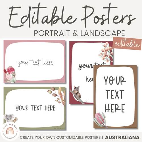 Editable Classroom Posters | Australiana Classroom Decor | TPT