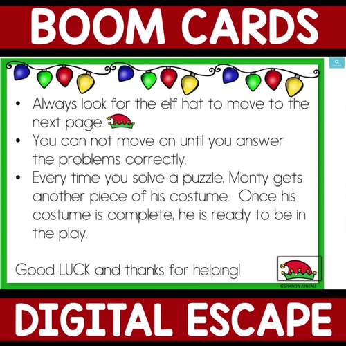 December Digital Escape Room Boom Cards Sight Words, Digraphs sh, th ...
