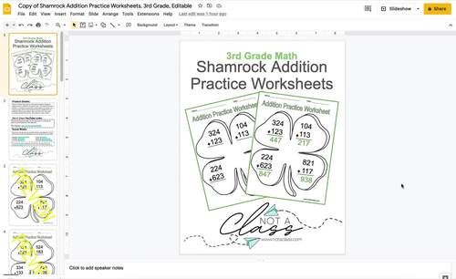 Shamrock Addition Practice Worksheets, 3rd Grade, Editable | St ...