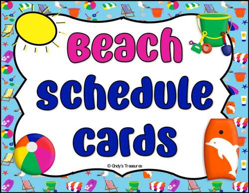 Beach Schedule Cards (Bright Colors) *Editable* by Cindy's Treasures