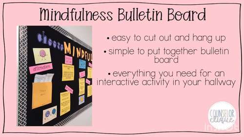 Mindfulness Bulletin Board by Counselor Clique | TPT