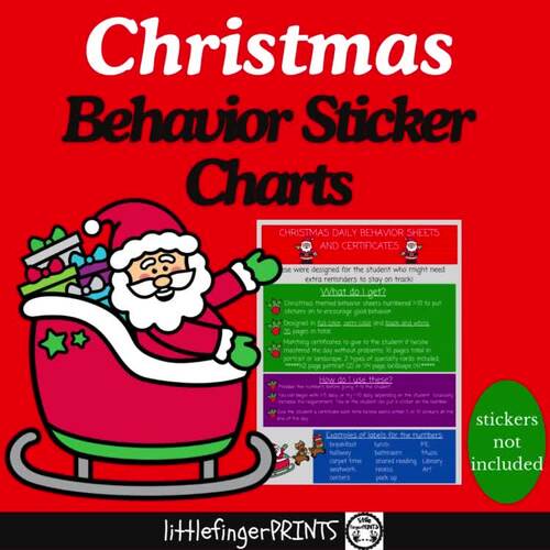 Christmas Behavior Sticker Charts by Little Finger Prints | TPT