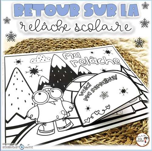 French Spring Break Coloring | Relâche scolaire coloriage animé | TPT