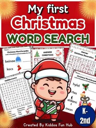 My First Christmas Word Search, K-2 Winter Holiday Worksheets | Picture ...