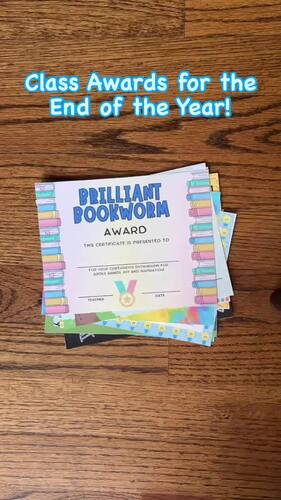 Class Awards, Certificates, End of the Year Student Awards, Fun Awards, EOY