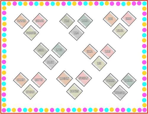 Boho Neutral Spotty Student Name Labels, Classroom Labels, Name Tents